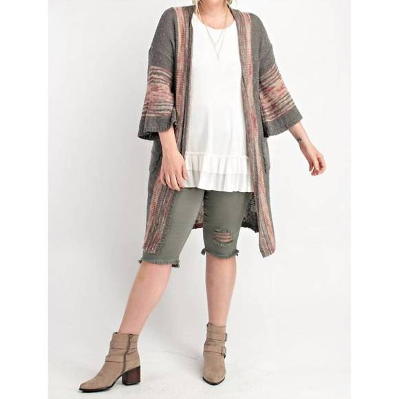 easel | Sweaters | New Easel Bohemian Plus Cardigan Sweater In Ash And ...
